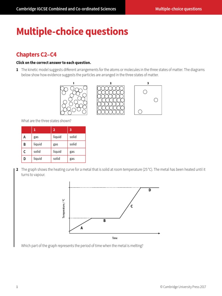 (GR) COMPLETE - Multiple Choice Quiz Questions - Chemistry PDF | PDF ...