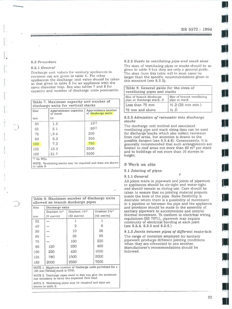 Number of Discharge Units - BS 5572 - 1994 | PDF