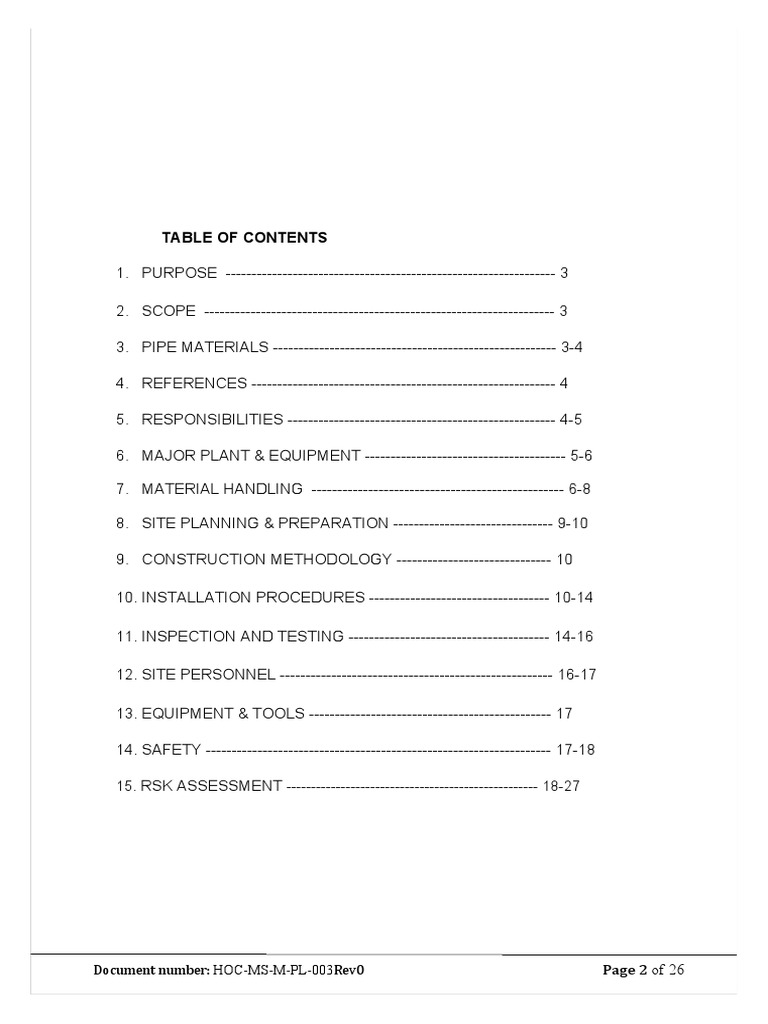 Document Number: HOC-MS-M-PL-003Rev0 | PDF | Plumbing | Pipe (Fluid ...