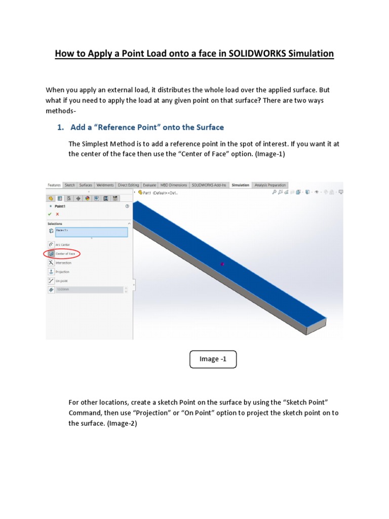 How To Apply A Point Load in SOLIDWORKS SIMULATION | PDF