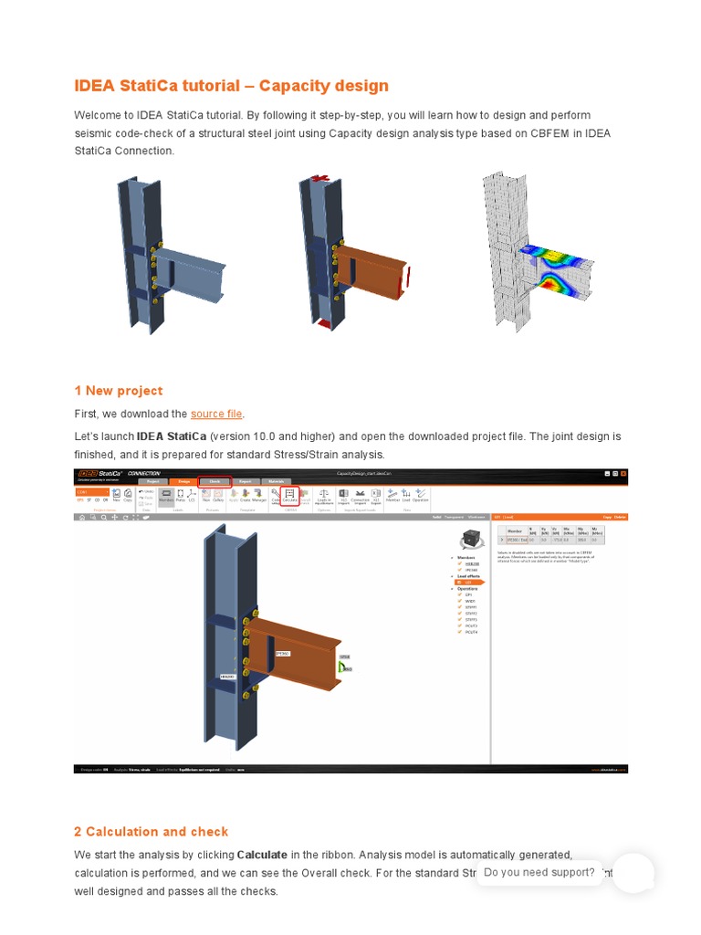 IDEA StatiCa Tutorial - Capacity Design | PDF | Bending | Beam (Structure)