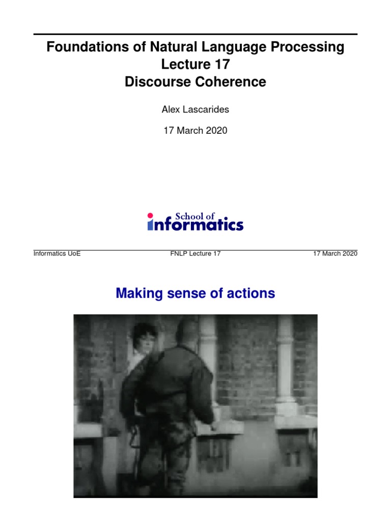 Foundations of Natural Language Processing Discourse Coherence | PDF | Linguistics | Semiotics