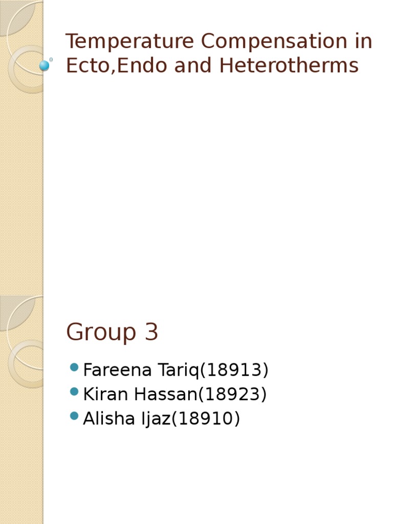Temperature Compensation in Ecto, Endo and Heterotherms | PDF | Heat ...