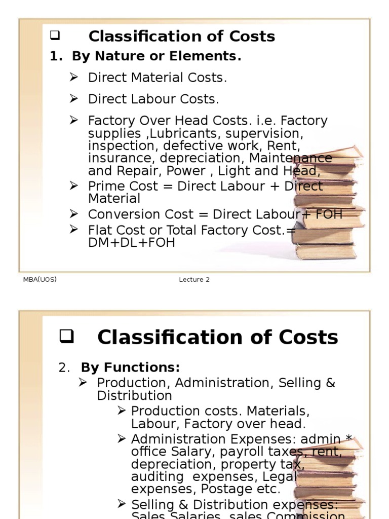 Classification of Costs: 1. by Nature or Elements | PDF | Cost | Expense