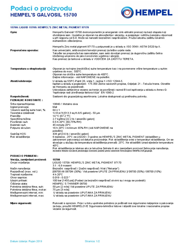 PDS Hempel's Galvosil 15700 | PDF