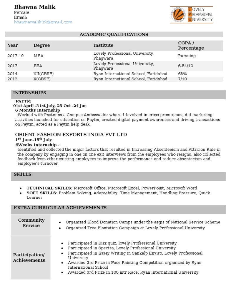 Format - Mba CV | PDF | Learning | Business