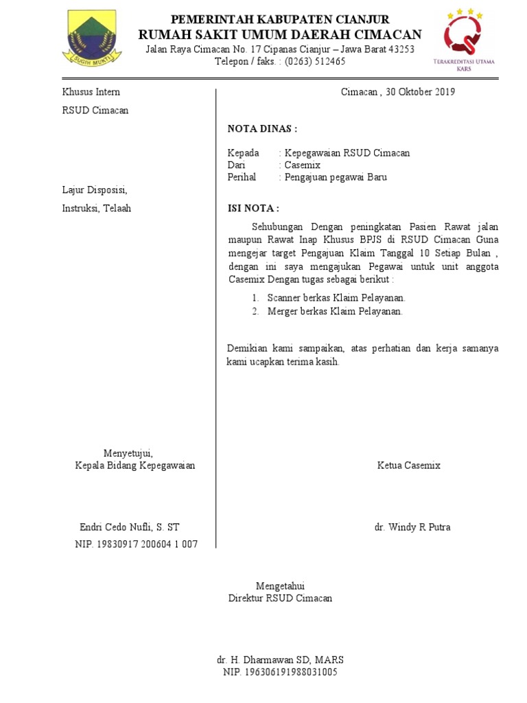 Nota Dinas PEGAWAI | PDF