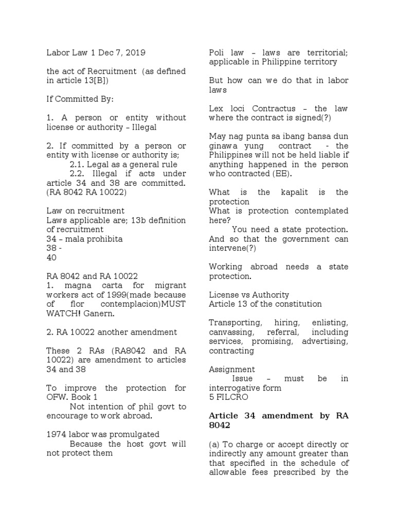 Article 34 Amendment by RA 8042 | Download Free PDF | United States ...