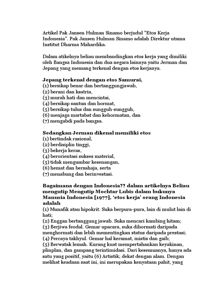 Artikel Pak Jansen Hulman Sinamo Berjudul | PDF | Karier & Perkembangan