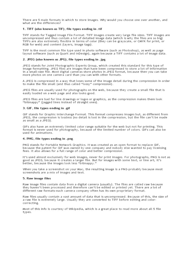 TIFF (Also Known As TIF), File Types Ending in .Tif | PDF | Raw Image ...