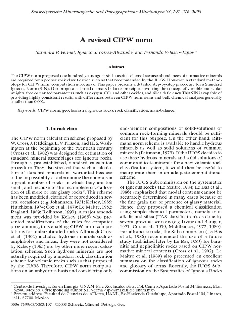 CIPW Norm Revisedsurendra | PDF | Minerals | Mineralogy