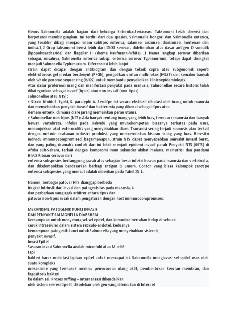 Genus Salmonella Adalah Bagian Dari Keluarga Enterobacteriaceae | PDF