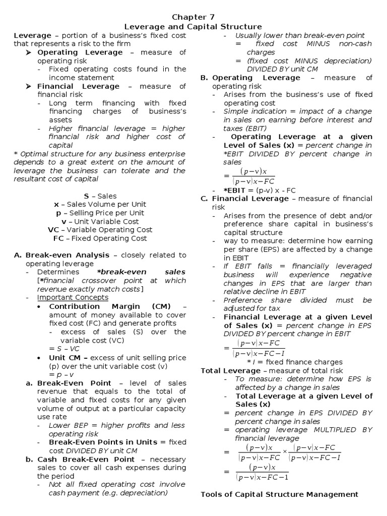 Chapter 7. Leverage and Capital Structure | PDF | Leverage (Finance) | Capital Structure