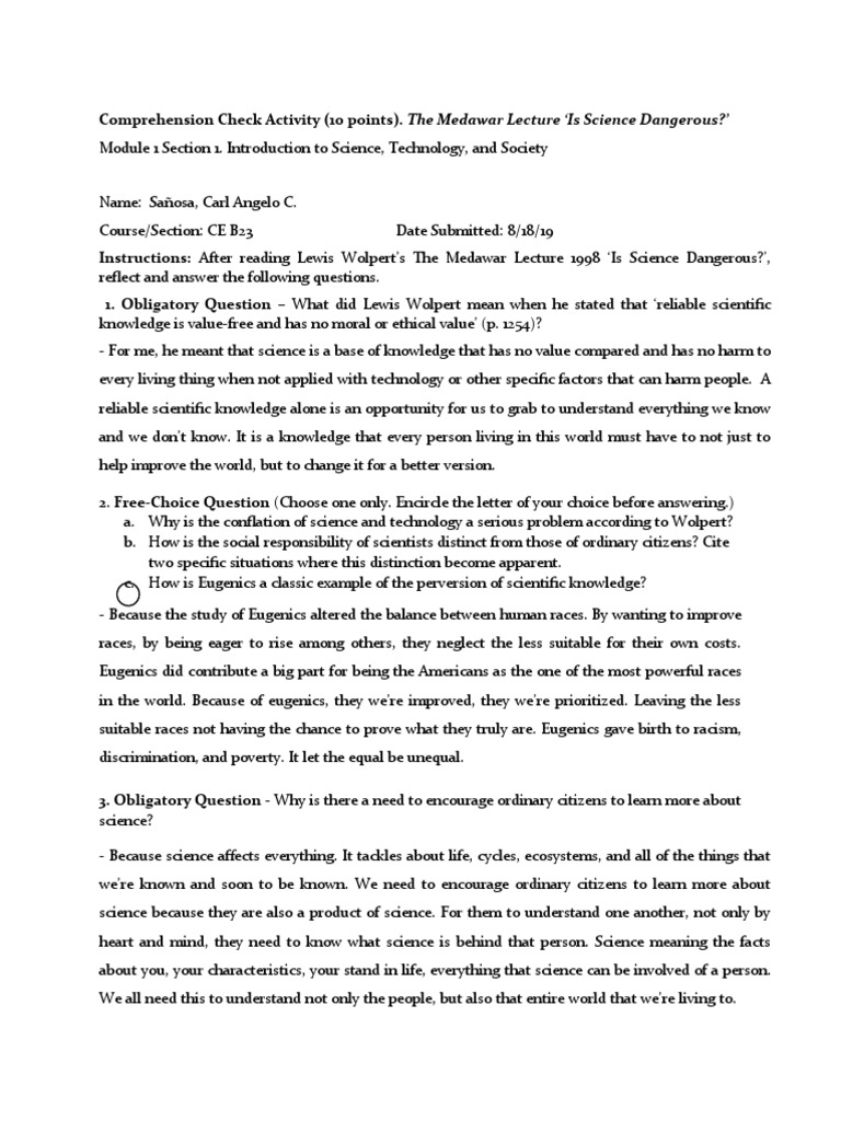 Comprehension Check Questions | PDF | Eugenics | Science