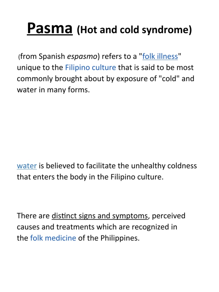 Filipino Folk Illness of Pasma: Understanding the Beliefs Around Cold ...