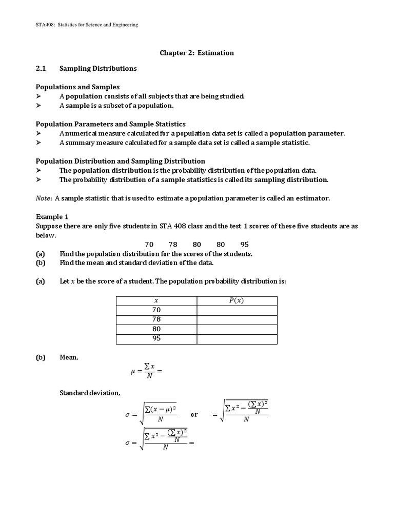 Chapter 2 - Estimation PDF | PDF | Standard Deviation | Confidence Interval