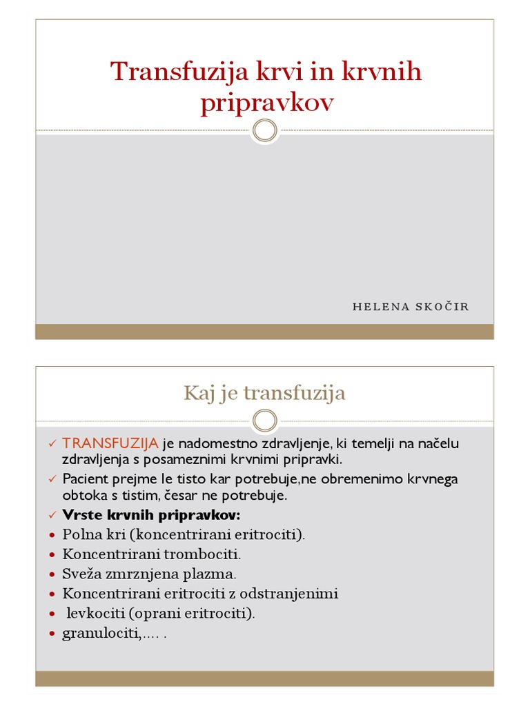 Transfuzija Krvi in Krvnih Pripravkov | PDF