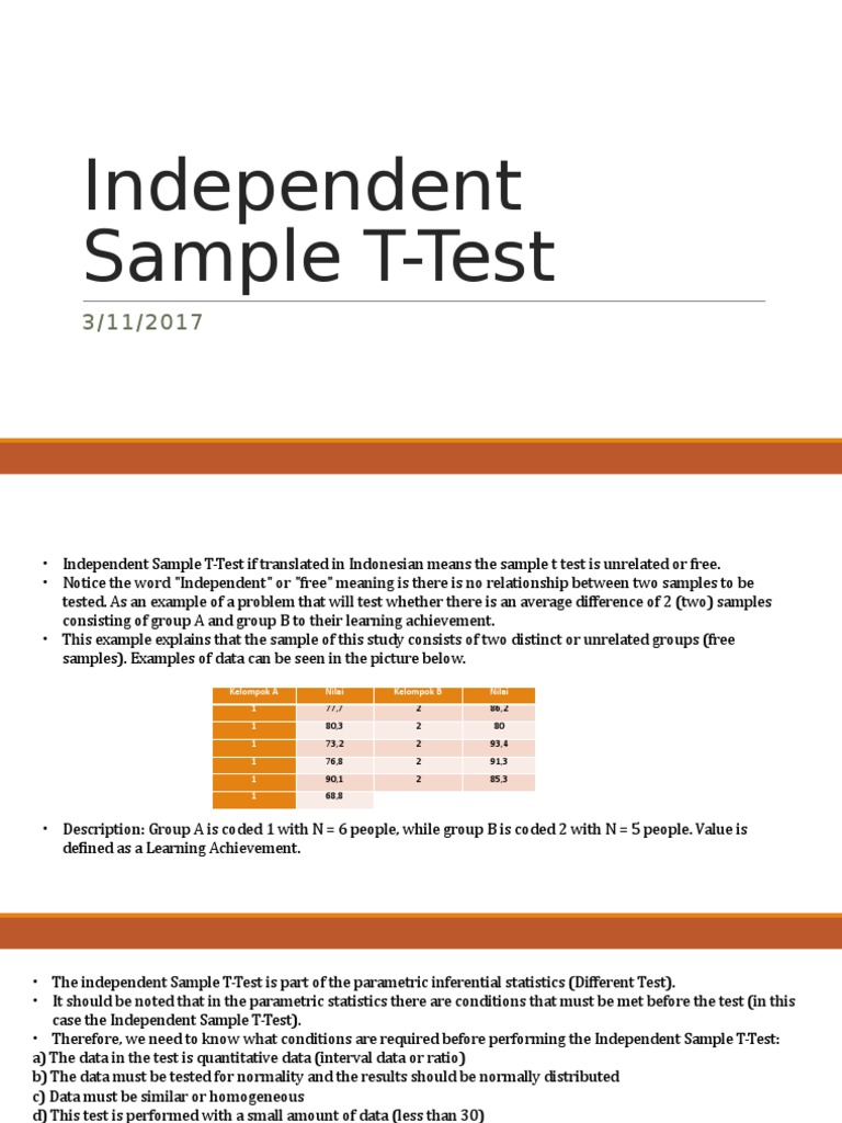 Independent and Paired Sample T-Test 2 | PDF | Student's T Test ...