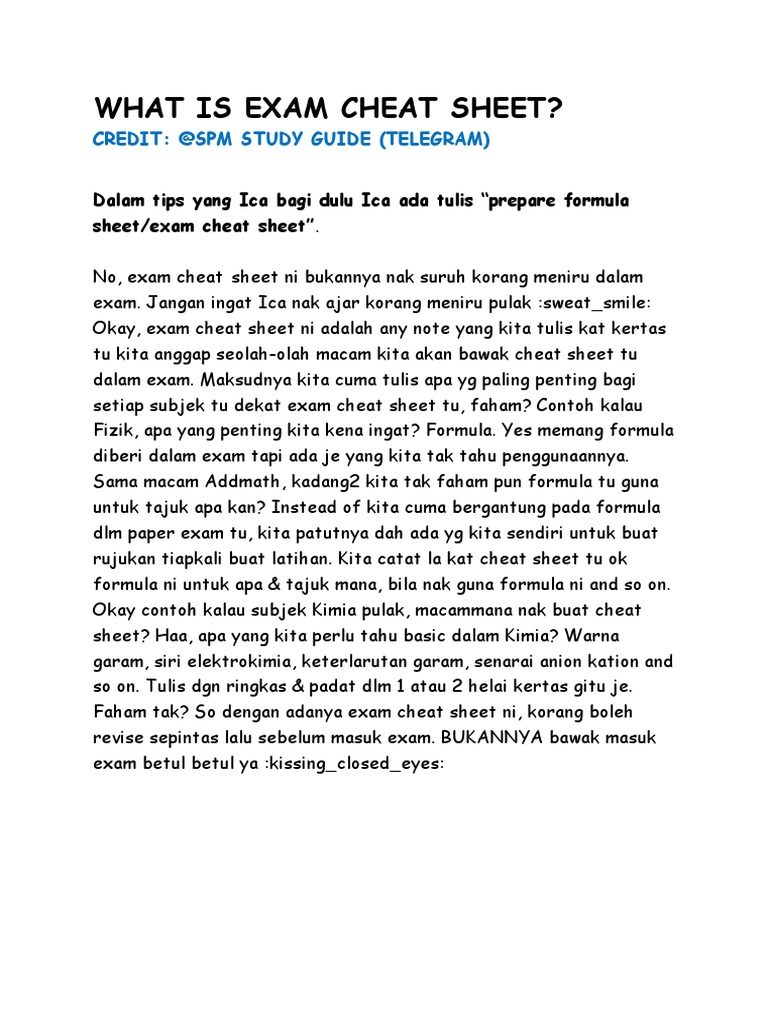 What Is Exam Cheat Sheet | PDF