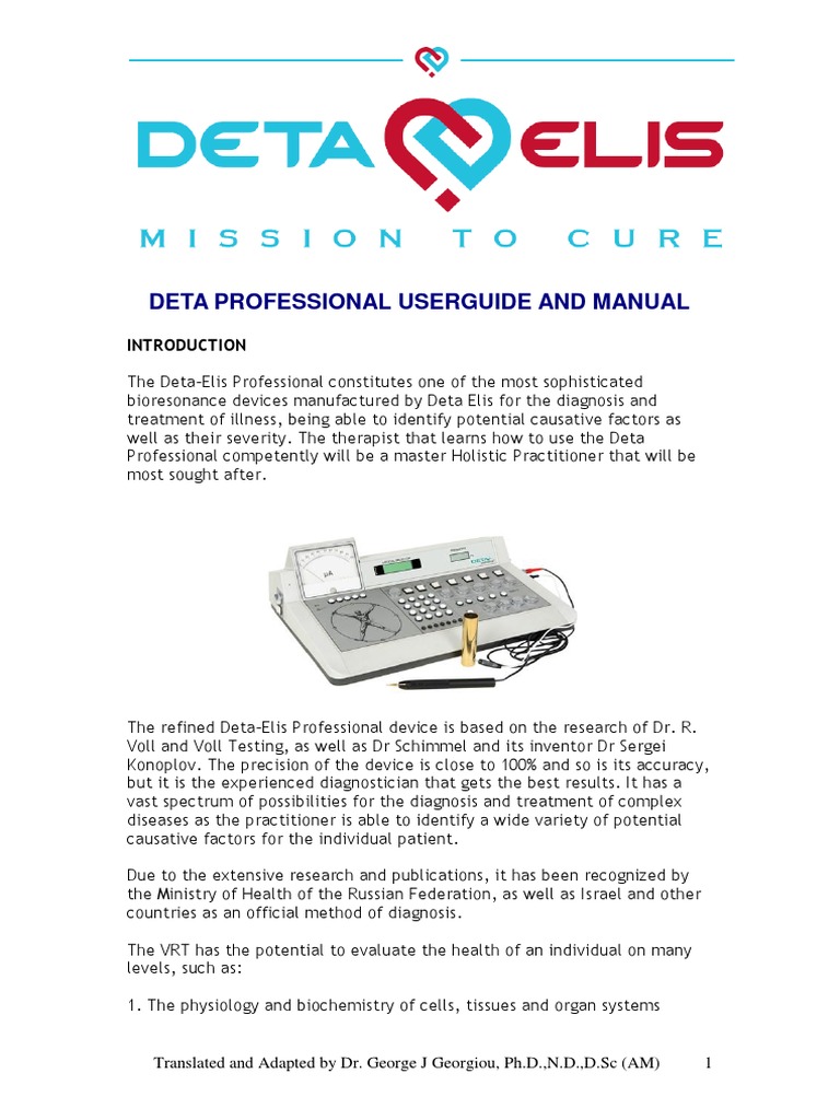 Deta Professional Userguide and Manual | PDF | Thrombosis | Energy Medicine