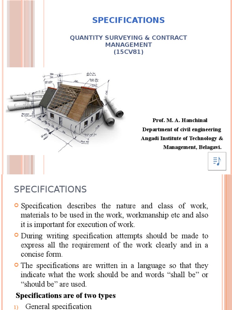 SPECIFICATIONS Final PPT - MV | Download Free PDF | Specification ...