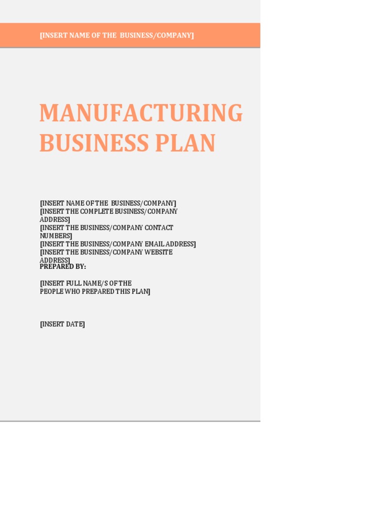Manufacturing Business Plan Template | PDF | Expense | Cost Of Goods Sold