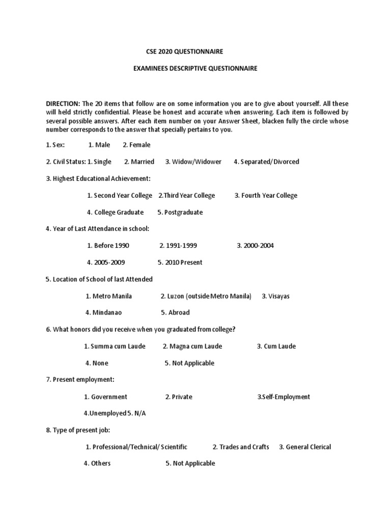 Civil Service Mock Exam 2020 | PDF | Shyness | Dolphin