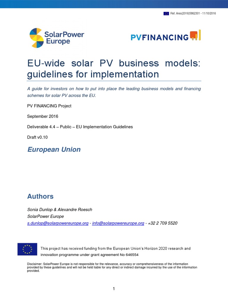 EU Solar PV Business Models Guide | PDF | Solar Power | Photovoltaics