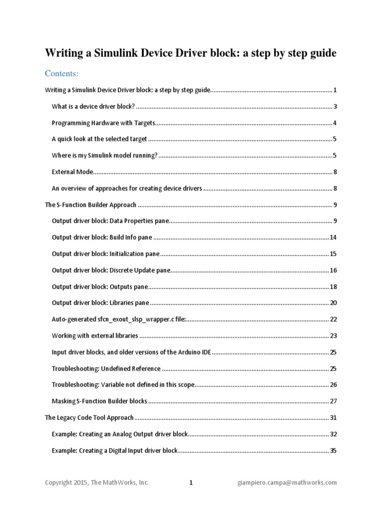 Writing A Simulink Device Driver Block: A Step by Step Guide | PDF | Matlab | Parameter ...