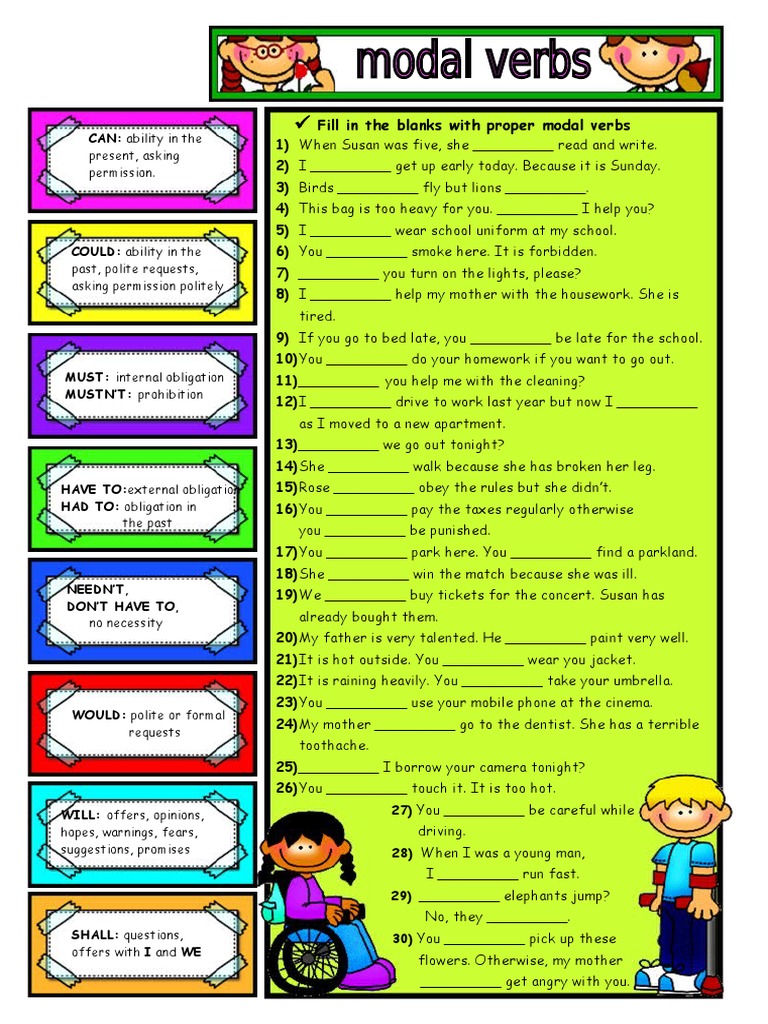 Fill in The Blanks With Proper Modal Verbs: Present, Asking Permission ...