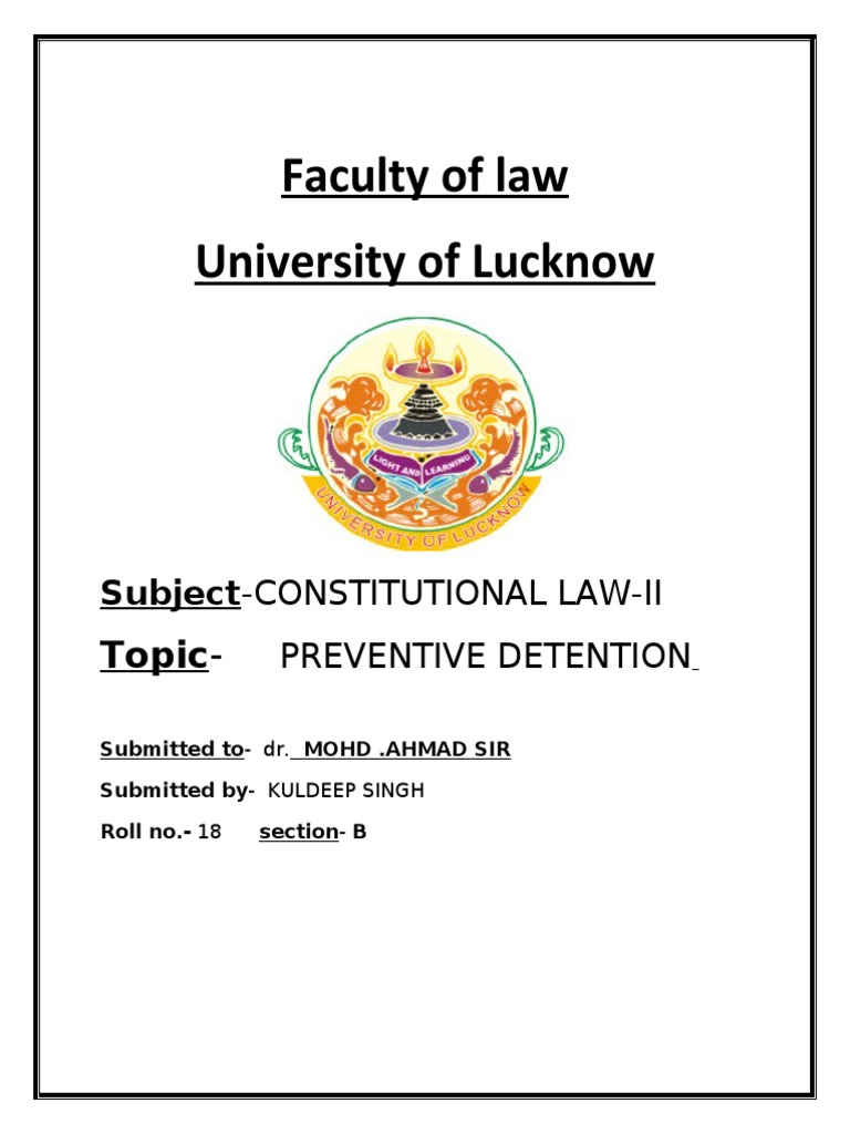 Preventive Detention in Law | PDF