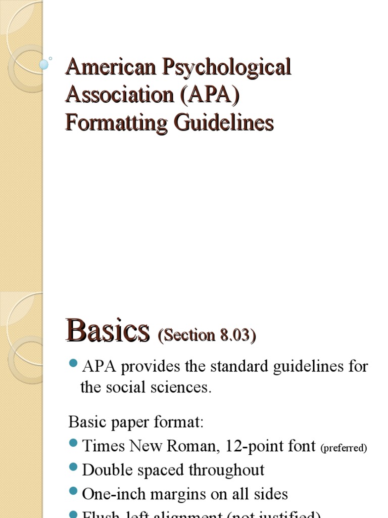 American Psychological Association (APA) Formatting Guidelines | PDF ...