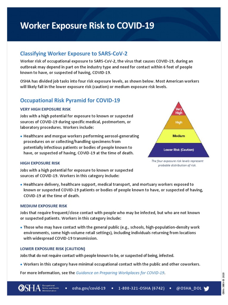COVID-19 Worker Exposure Risk Levels | PDF | Social Science | Self ...