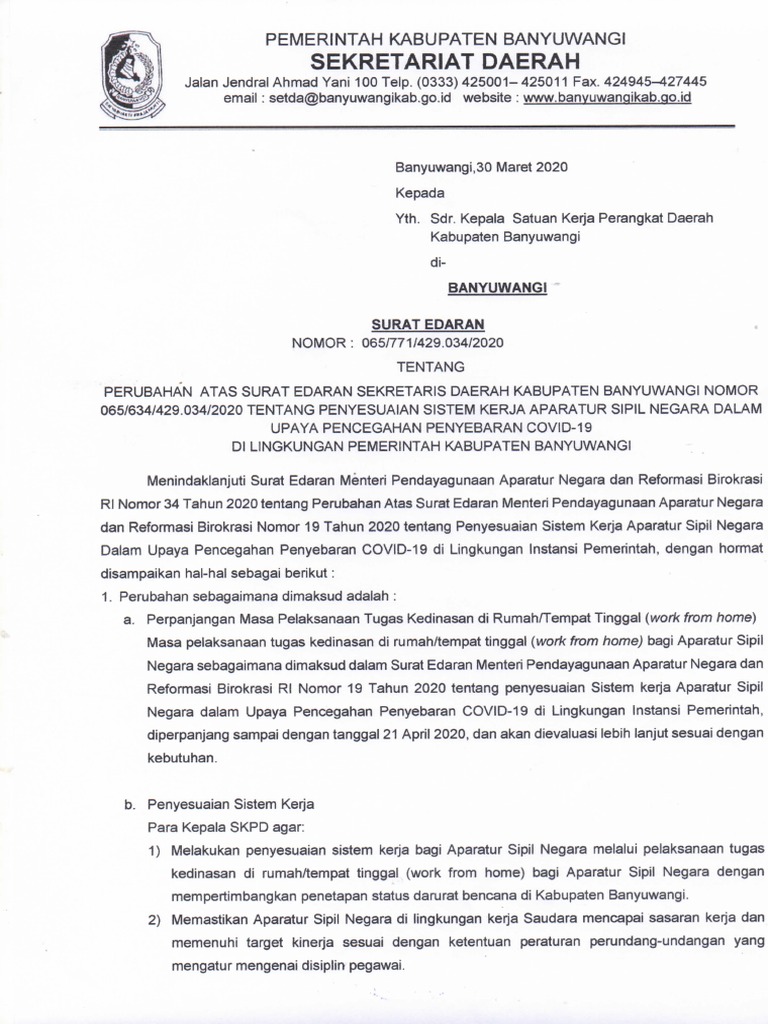 Surat Edaran WFH PDF | PDF