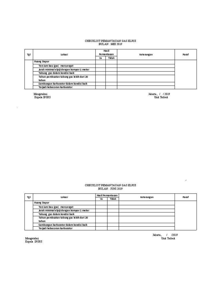 CHECKLIST-gas Elpiji | PDF