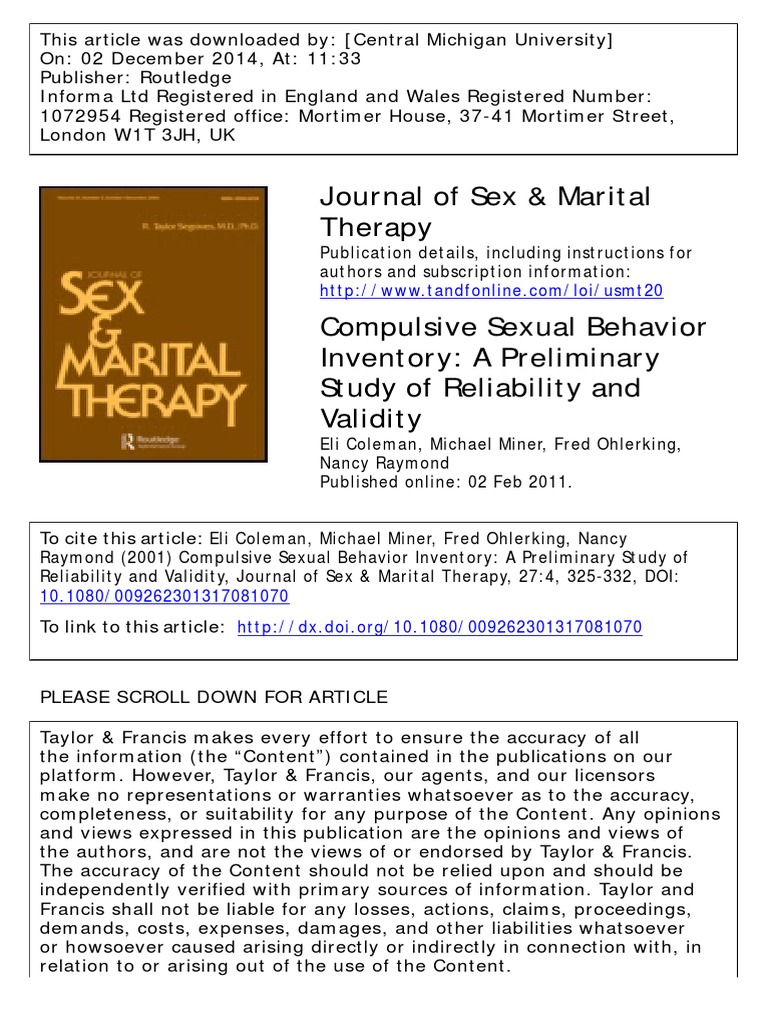 Journal of Sex & Marital Therapy: To Cite This Article: Eli Coleman ...