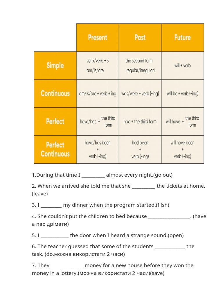 Verbs for completing sentences | PDF