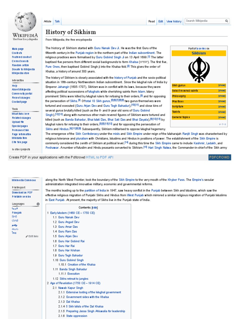 History of Sikhism | PDF | Guru Nanak | Guru Granth Sahib