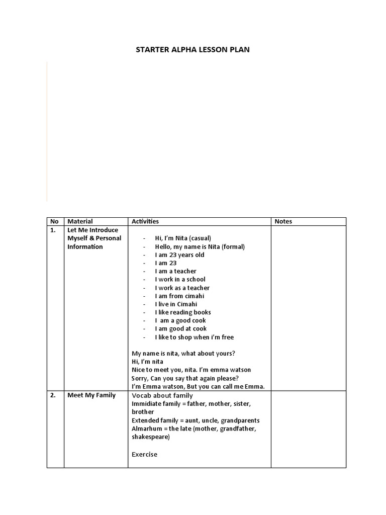 Starter Alpha Lesson Plan | PDF | Percentage | Multiplication