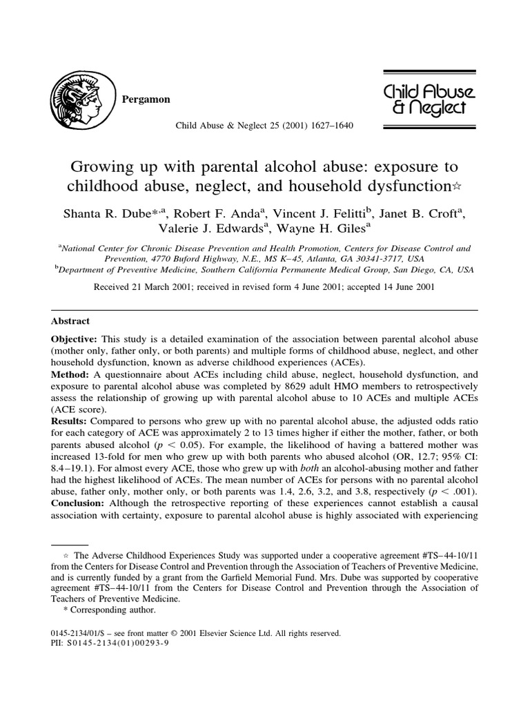 Growing Up With Parental Alcohol Abuse, Exposure To Childhood Abuse ...