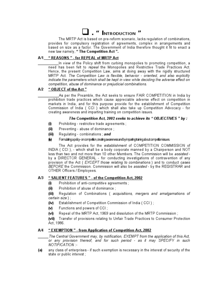 Competition Act 2002 Overview and Features | PDF | Business ...