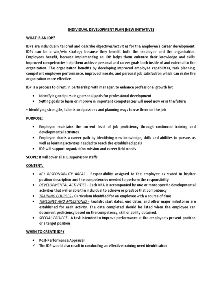 Individual Development Plan - Sop | PDF | Competence (Human Resources ...