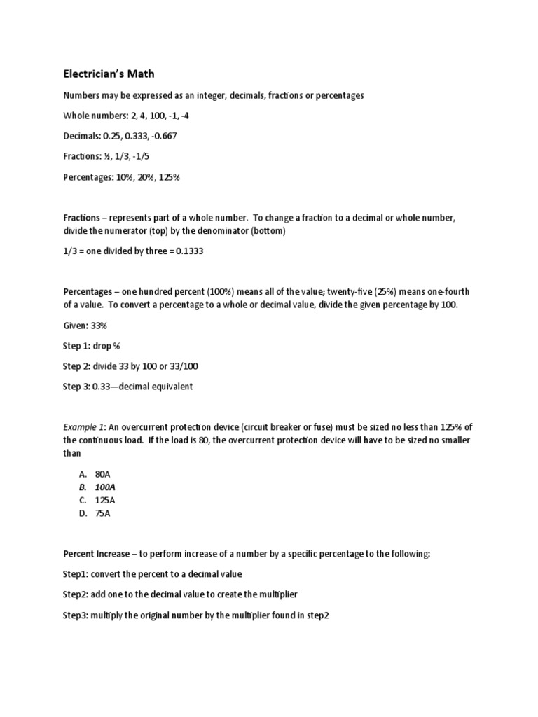 Electricians Math | Download Free PDF | Electrical Resistance And ...
