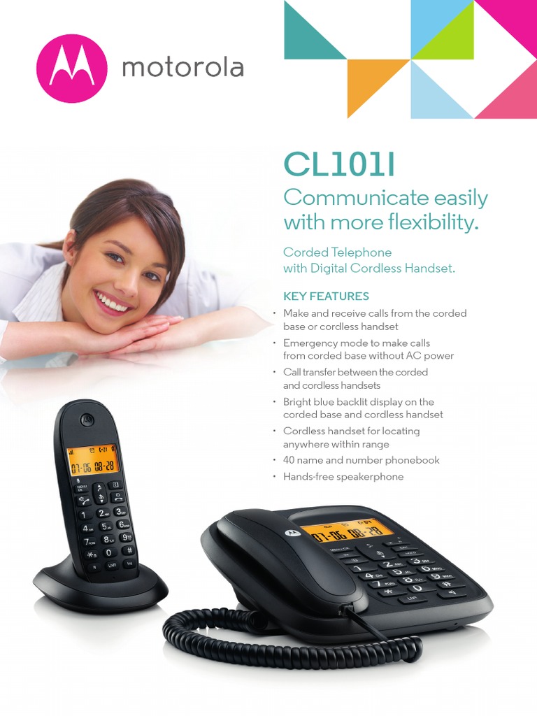 Communicate Easily With More Flexibility.: Corded Telephone With Digital Cordless Handset | PDF ...