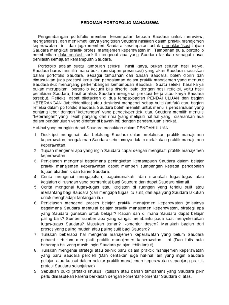 Format Portofolio Dan Refleksi Diri - Profesi | PDF | Karier ...