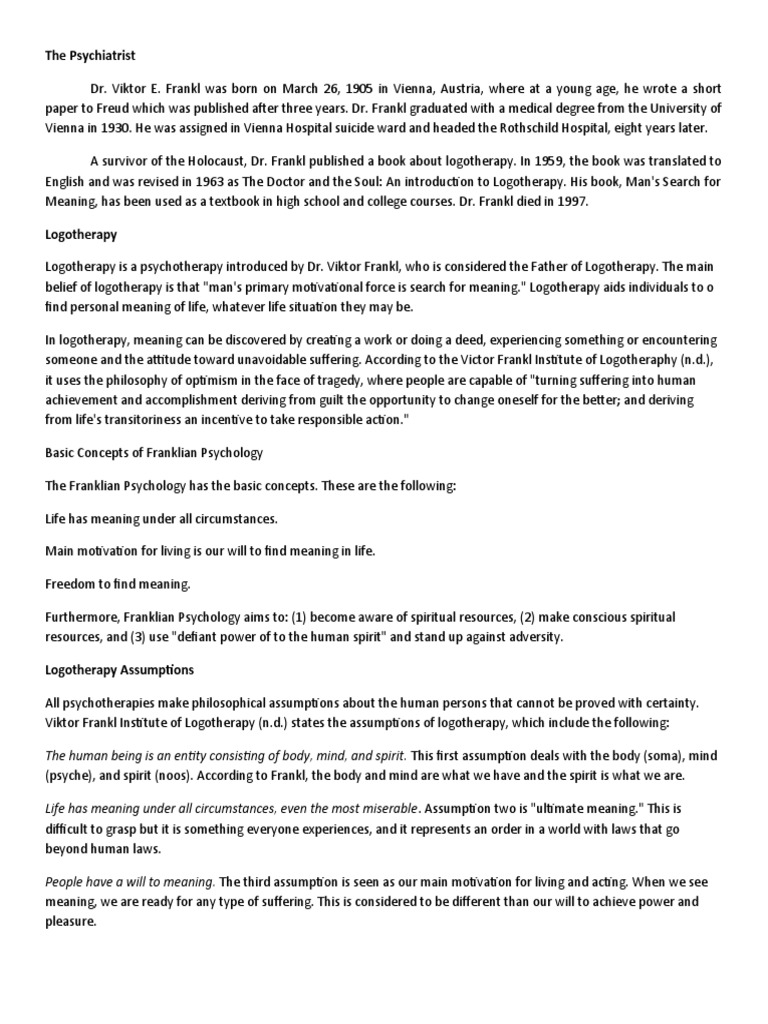 Logotherapy | PDF | Psychology | Behavioural Sciences