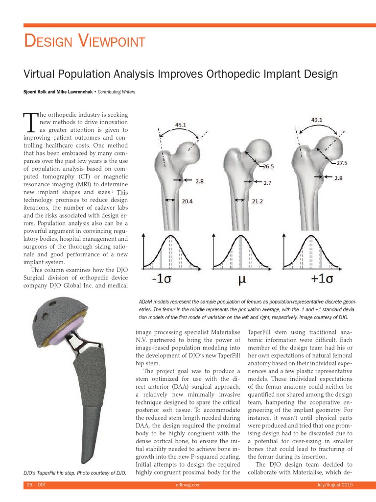 Odt Article - Djo - Virtual Population Analysis Improves Orthopedic ...