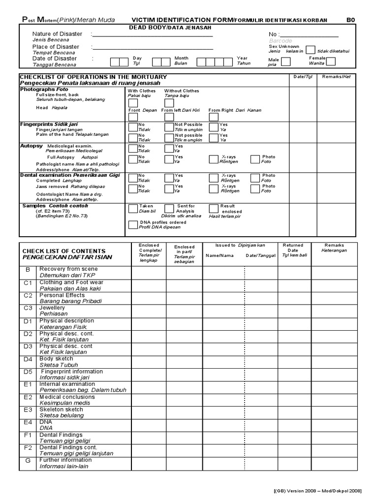 Formulir Post Mortem Dvi (Pink) | PDF