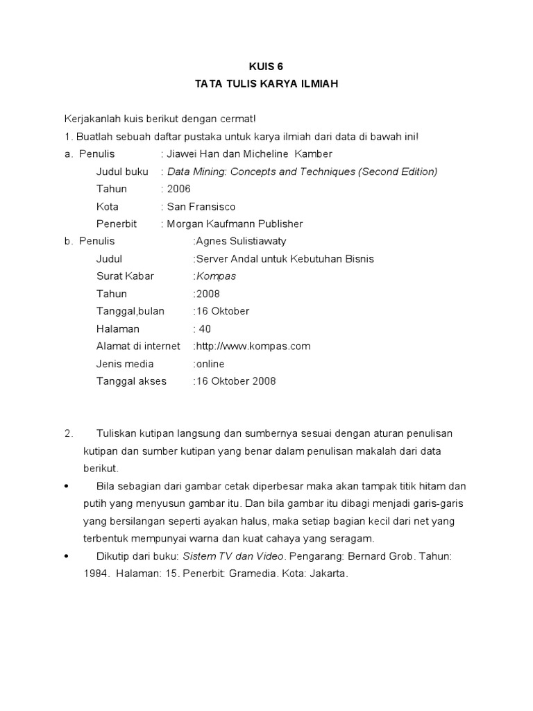 Tugas Kutipan Dan Daftar Pustaka | PDF
