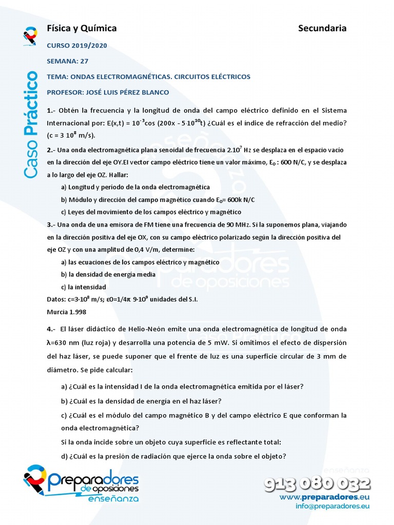 Fisica Quimica. Clase 27 Ondas Electromag y Circuitos Eléctricos v6 (6628) | PDF | Energia ...